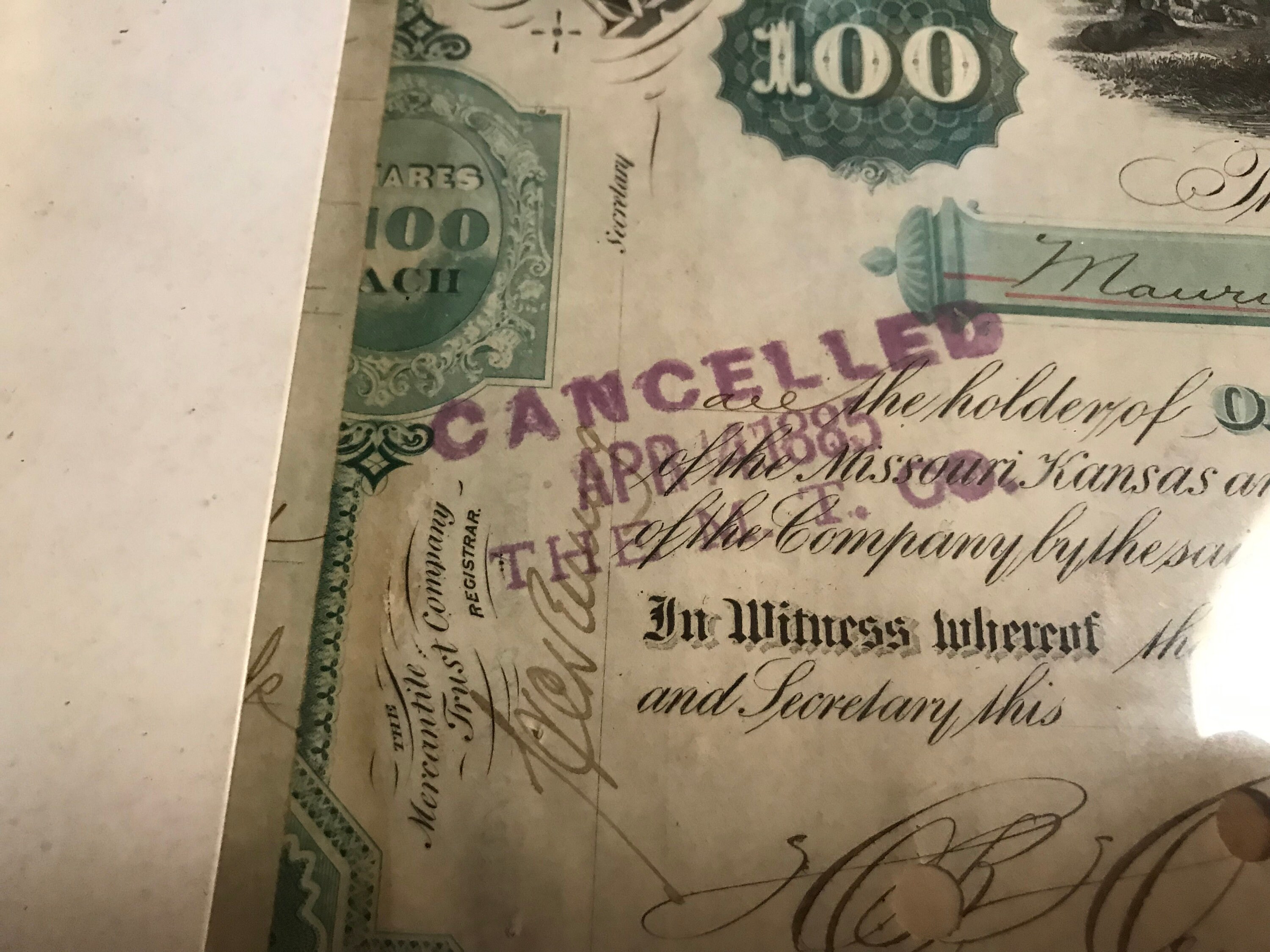 Antique Stock Certificate, Railroad Company Stock, Cherubs and Cows ...