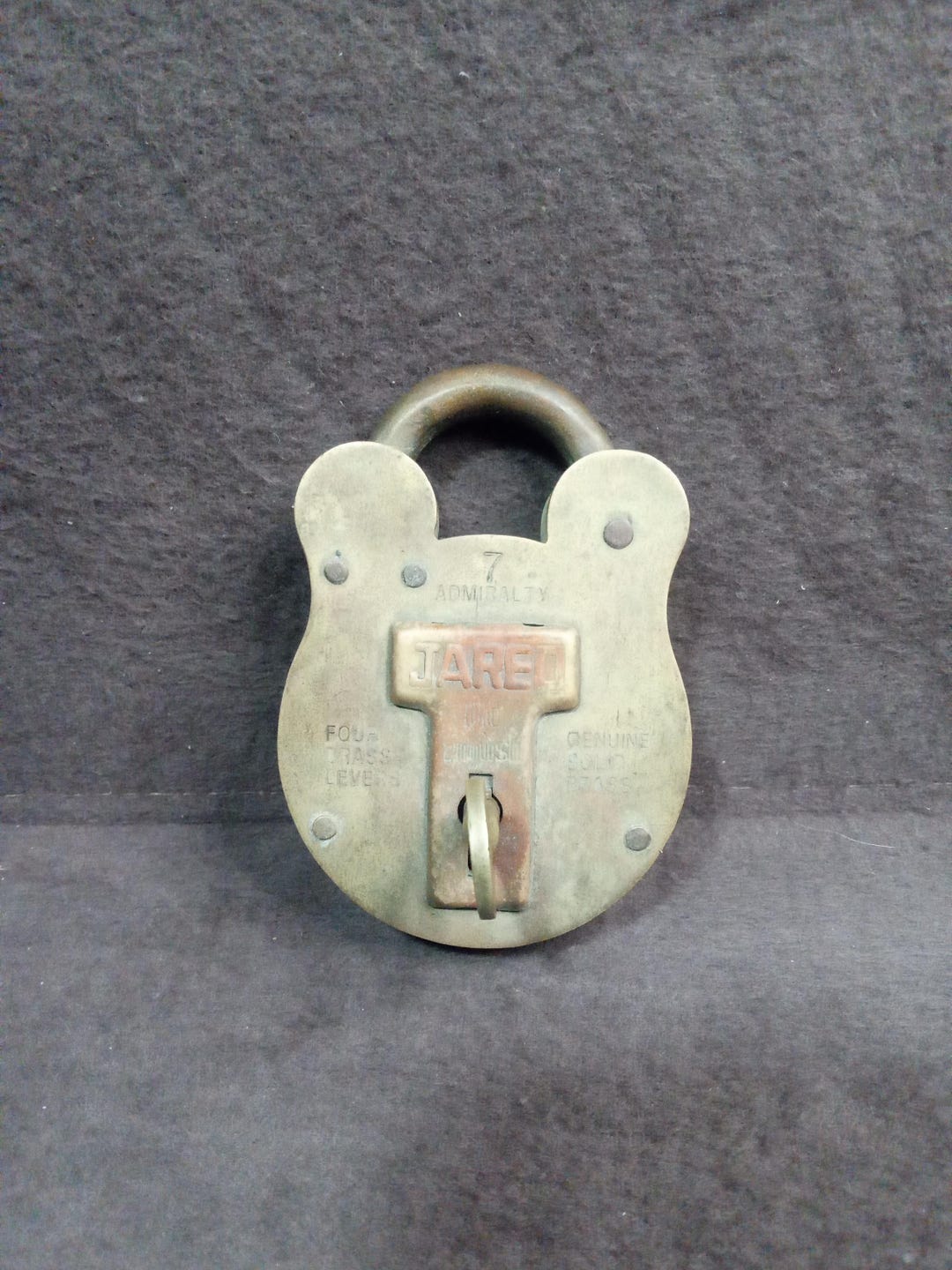 Vintage Solid Brass Jared Padlock 7 and Key, JAS. Morgan and Sons Ltd ...