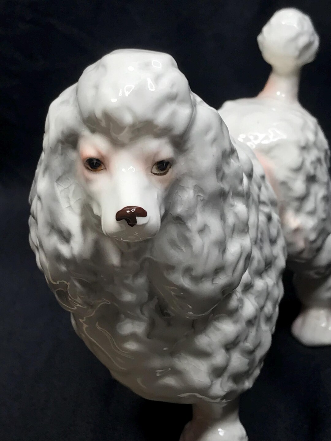 Pink Poodle Porcelain Figurine Dog, Large Size Vintage Poodle Dog ...