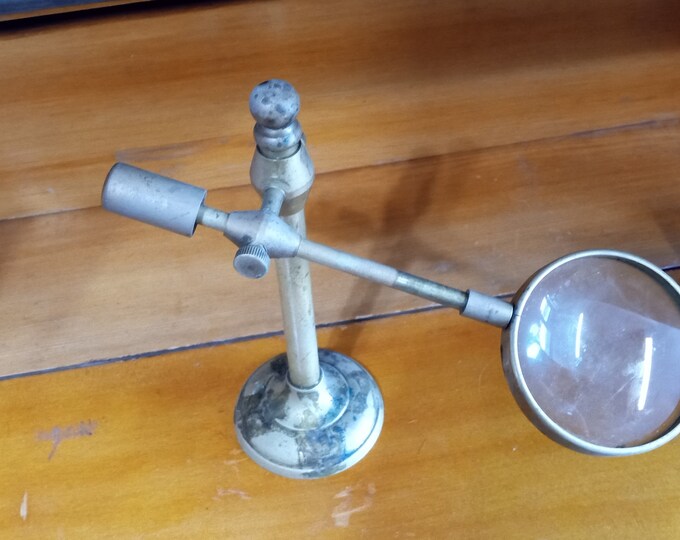 Antique 1900s Victorian Magnifying Glass on Adjustable Brass Stand - Etsy