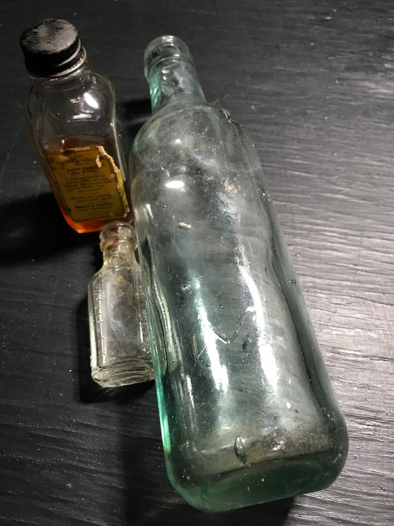 Vintage Glass Bottle Collection of 3 Different Old Bottles - Etsy