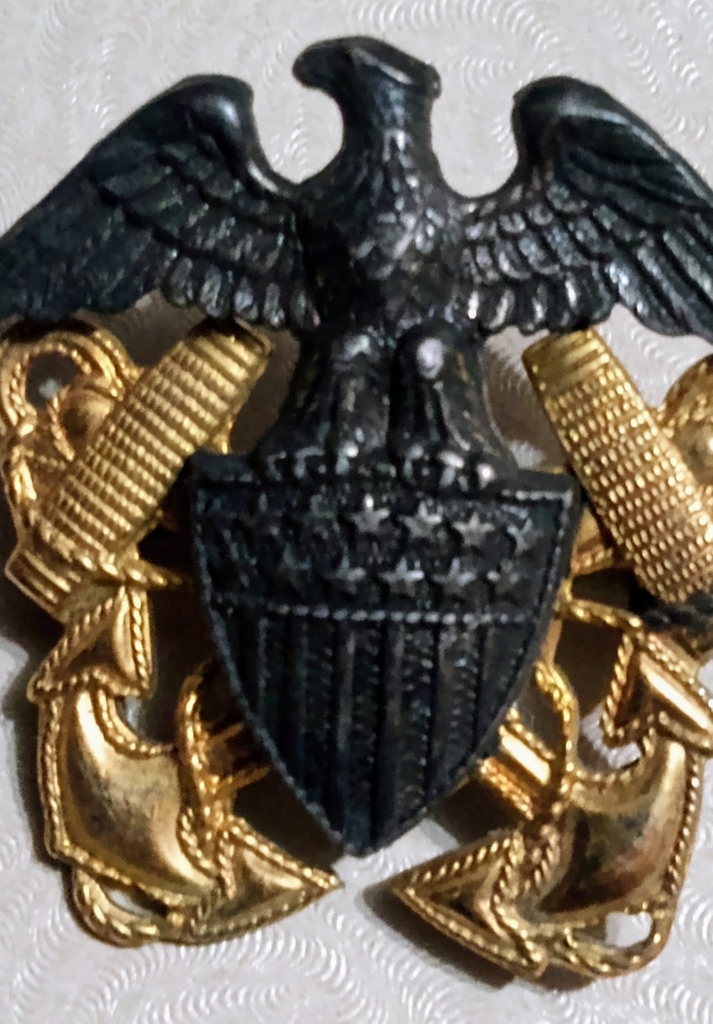 Vintage WW2 Navy Shield Anchor Sterling Silver and Gold Wings - Etsy