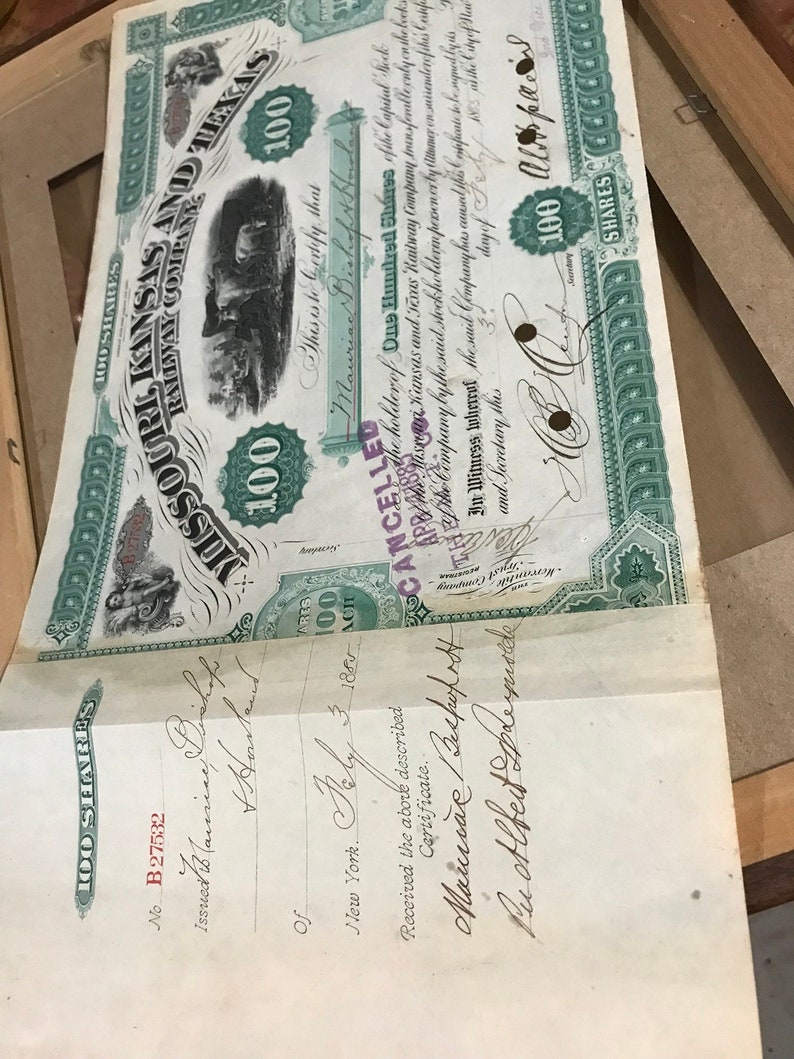 Antique Stock Certificate Railroad Company Stock Cherubs and - Etsy