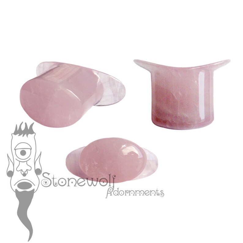 Rose Quartz Oval Labret Plug – Handmade Jewelry for Stretched Lip ...