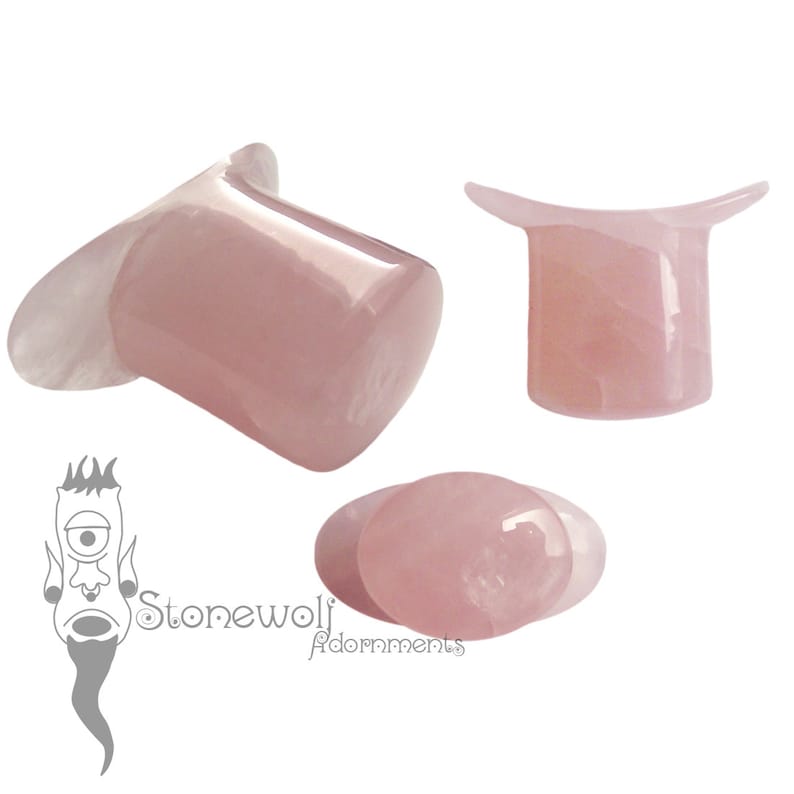 Rose Quartz Stone Oval Labret Plug for Stretched Lip Piercings - Etsy