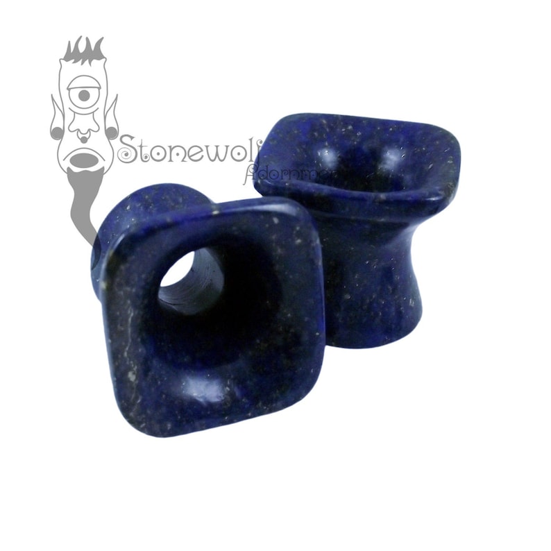 Lapis Lazuli 12mm Square Trumpet Flared Eyelets Tunnels for Stretched ...