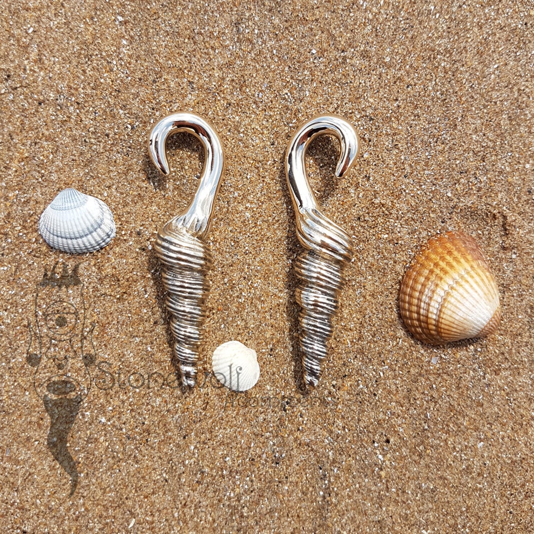 Bronze Seashell Ear Weights for Stretched Lobes in Spiral Gauges ...