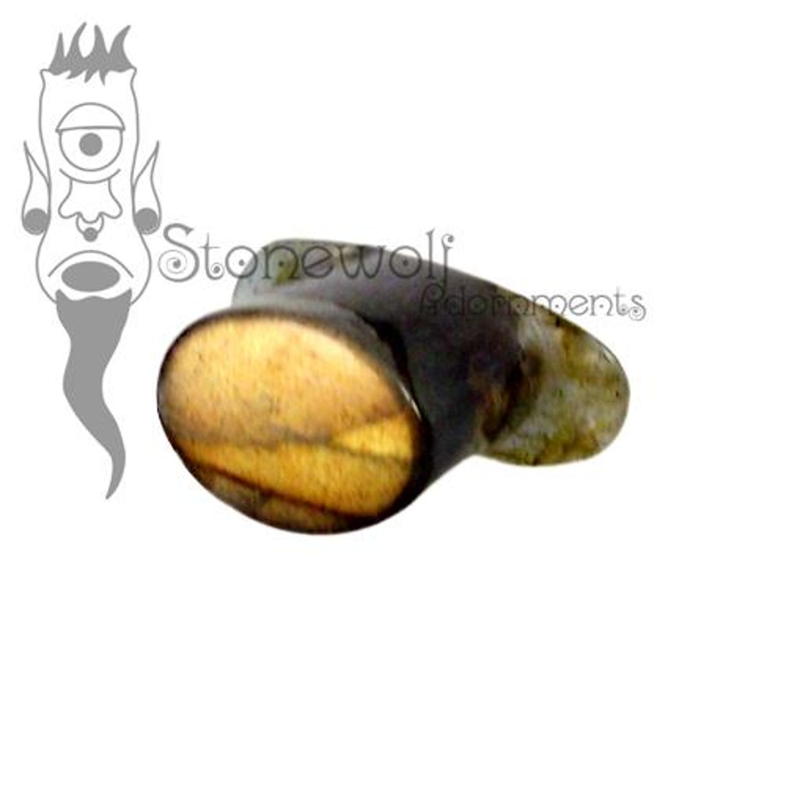 Labradorite Stone Oval Labret Plug for Stretched Lip Piercings Handmade ...