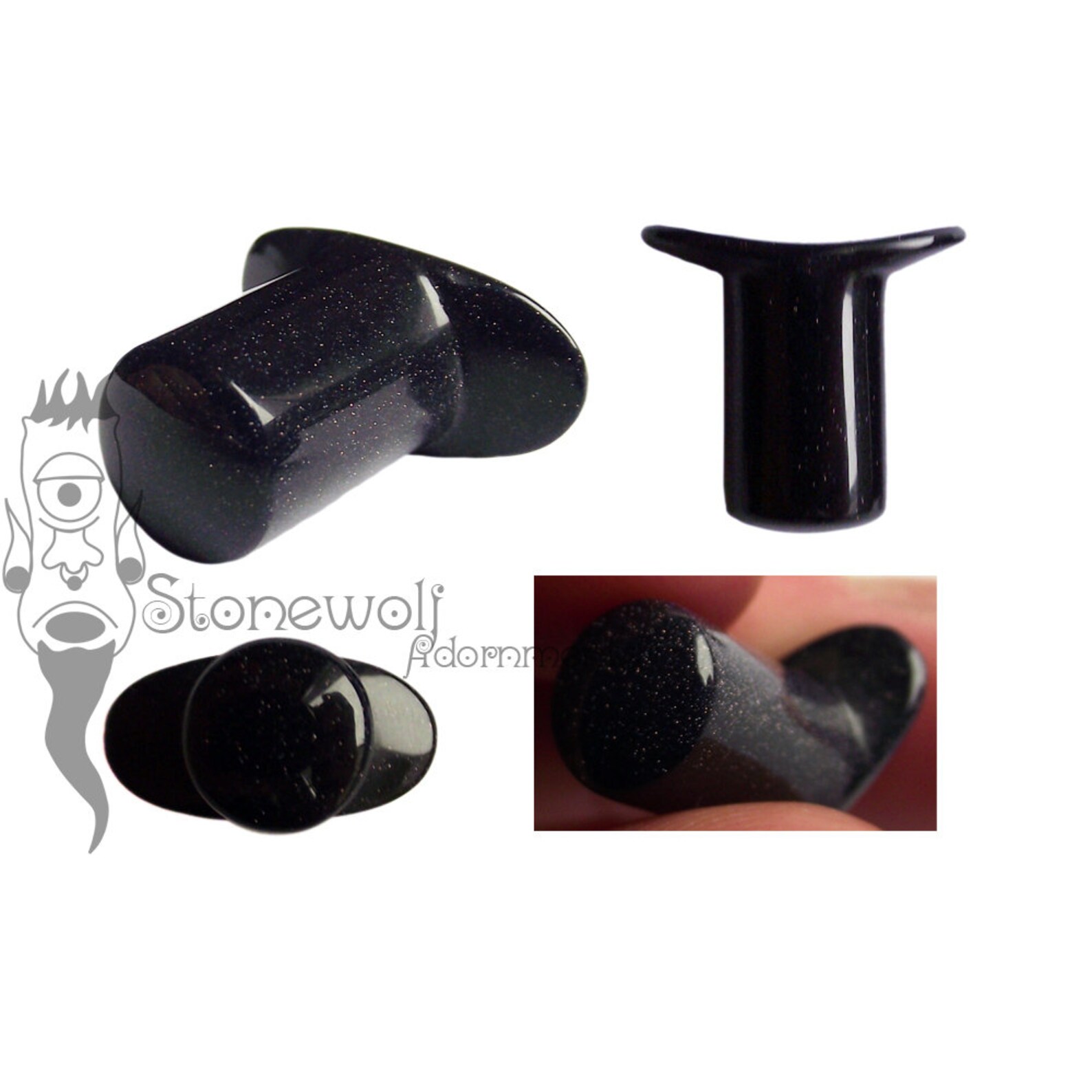 Blue Goldstone Round Glass Labret Plug Custom Made to Order | Etsy