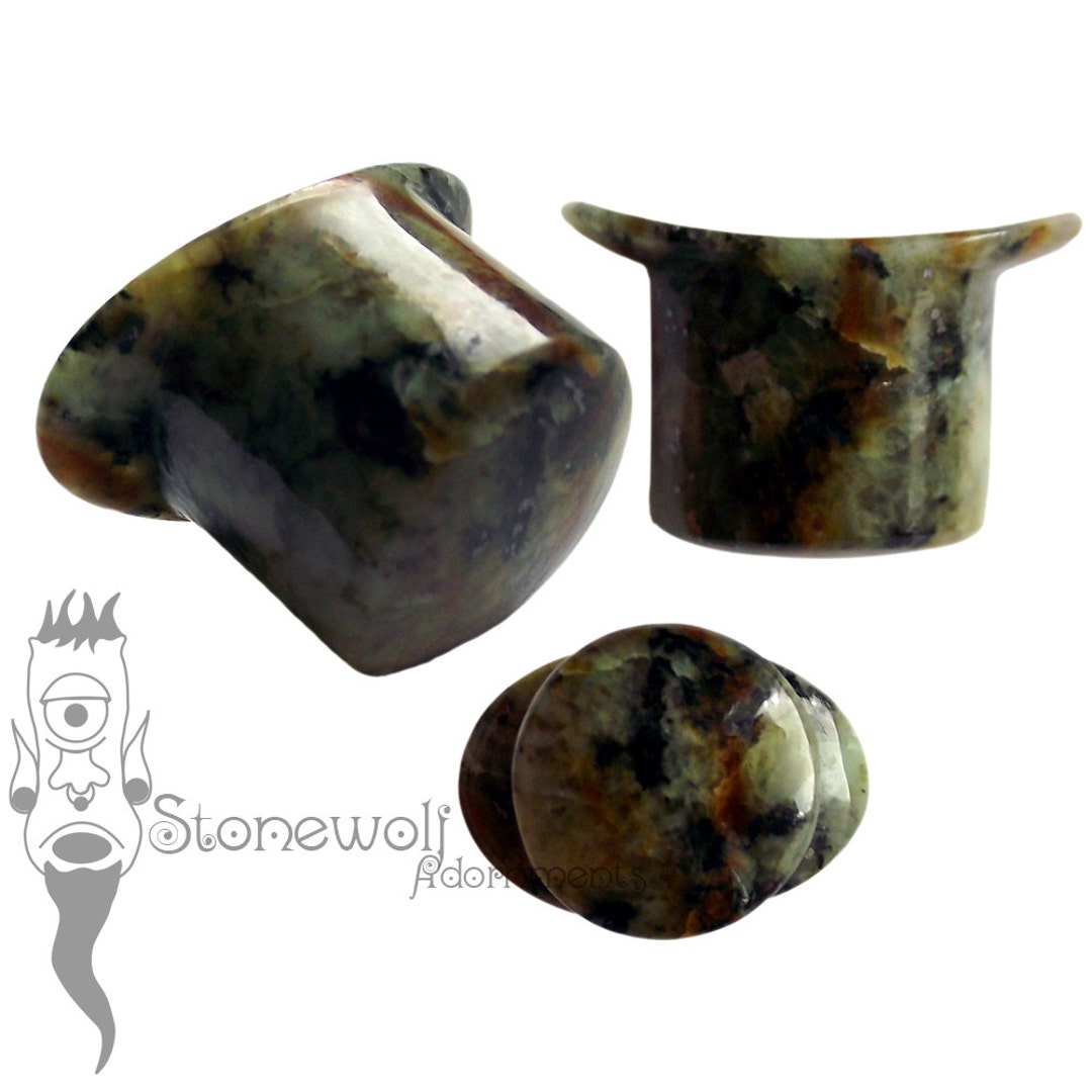 Zoisite Stone Round Labret Plug for Stretched Lip Piercings Handmade in ...