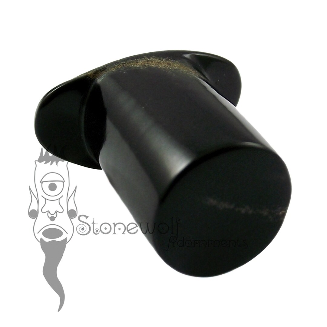 Black Jade Round Labret Plug for Stretched Lip Piercings Handmade Made ...