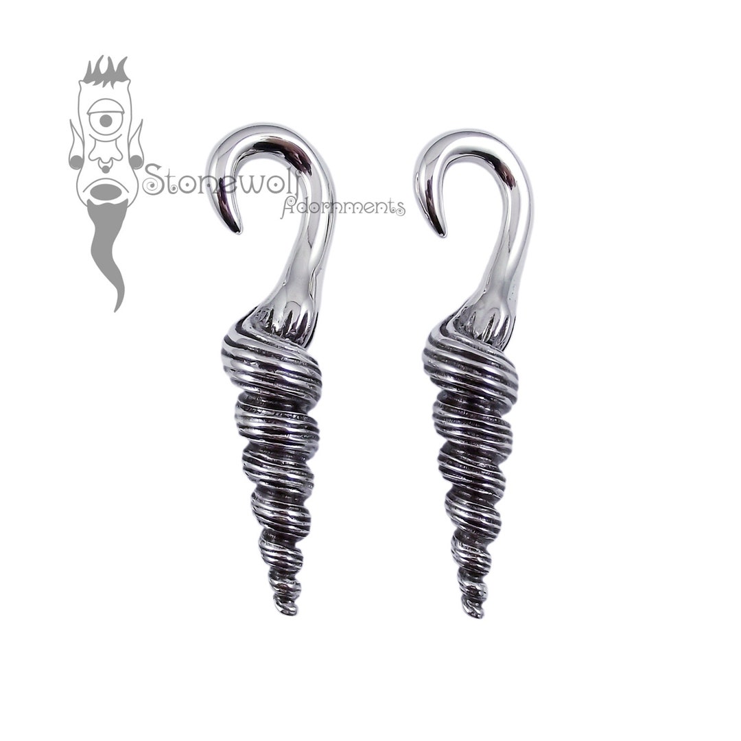 Sterling Silver Seashell Ear Weights for Stretched Ear Lobes - Etsy