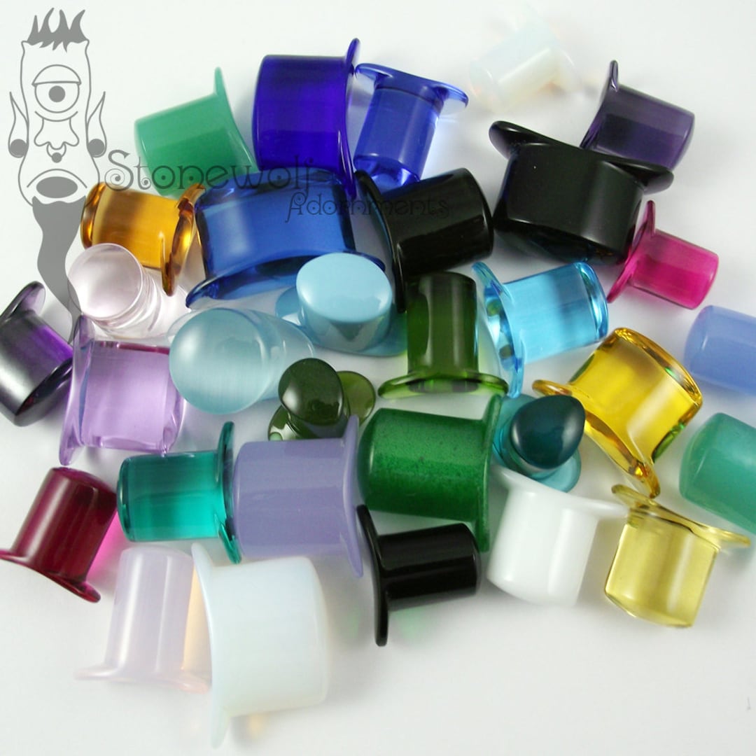 Maker's Choice Glass Round Labret Plug for Stretched Lip Piercings ...