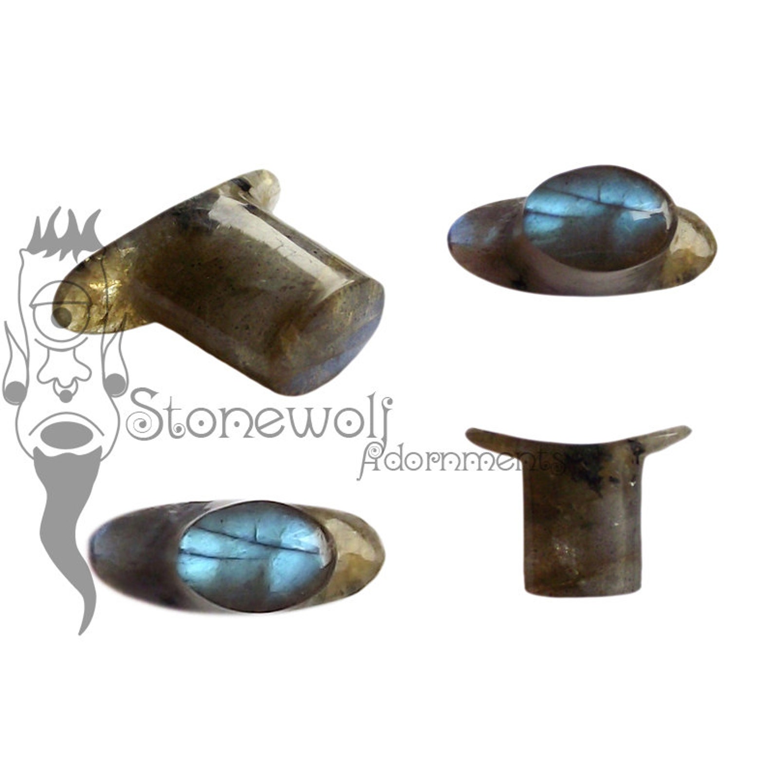 Labradorite Stone Oval Labret Plug for Stretched Lip Piercings Handmade ...