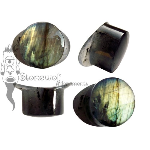 Labradorite Stone Oval Labret Plug for Stretched Lip Piercings - Etsy