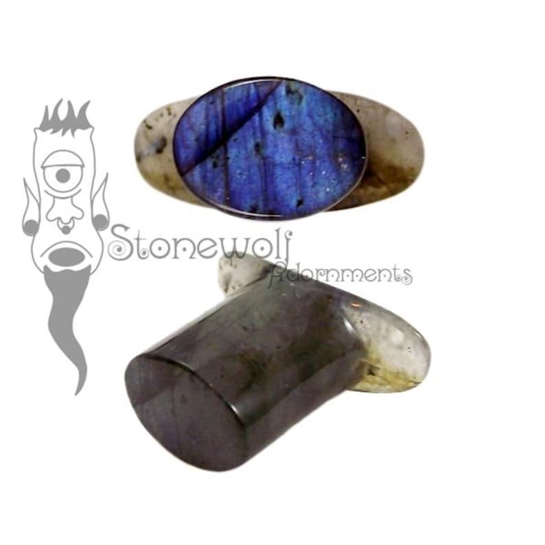 Labradorite Stone Oval Labret Plug for Stretched Lip Piercings Handmade ...