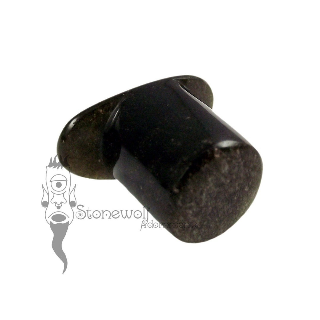 Gold Sheen Obsidian Round Labret Plug for Stretched Lip Piercings ...