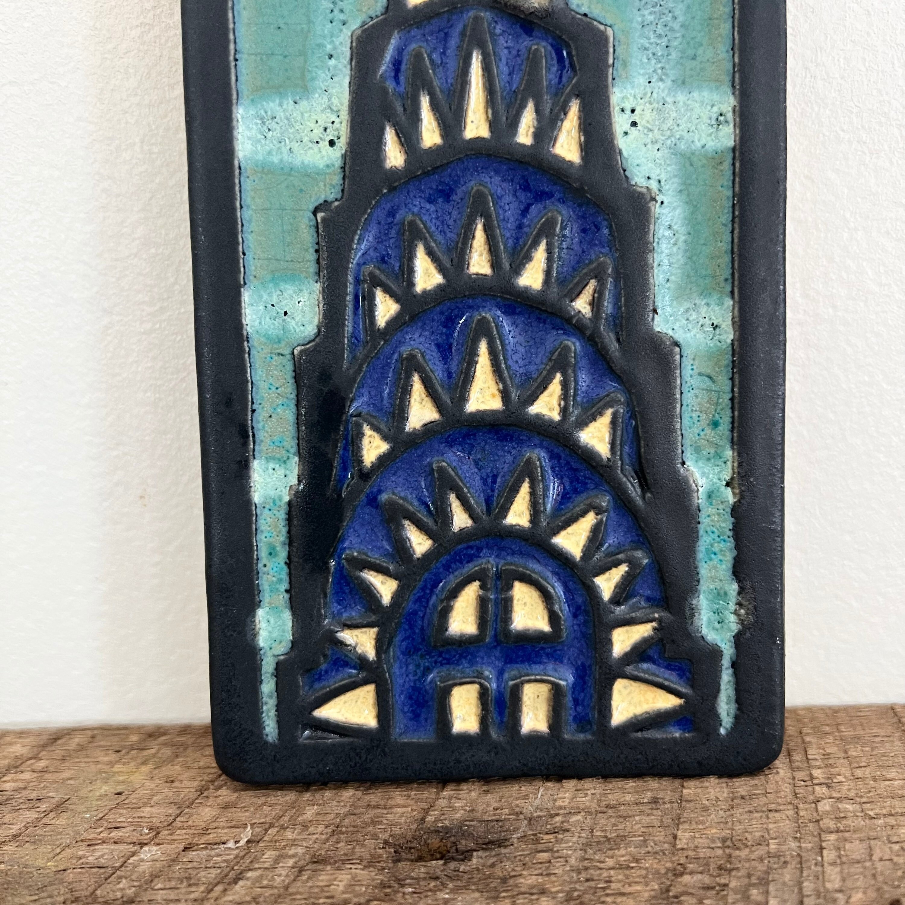 Vintage Doug Spalding Studio Pottery Chrysler Building Ceramic Tile 8.5 ...