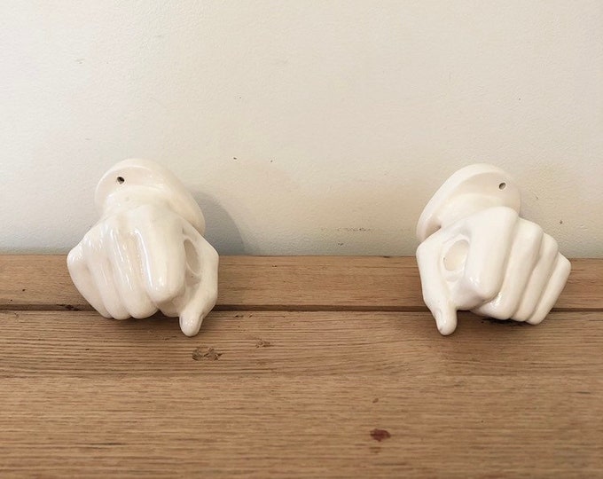 Vintage Nancy Funk Ceramic Hands Towel Bar Holder, Candle Holders - Etsy