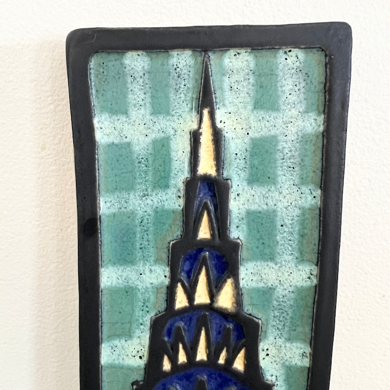Vintage Doug Spalding Studio Pottery Chrysler Building Ceramic Tile 8.5 ...