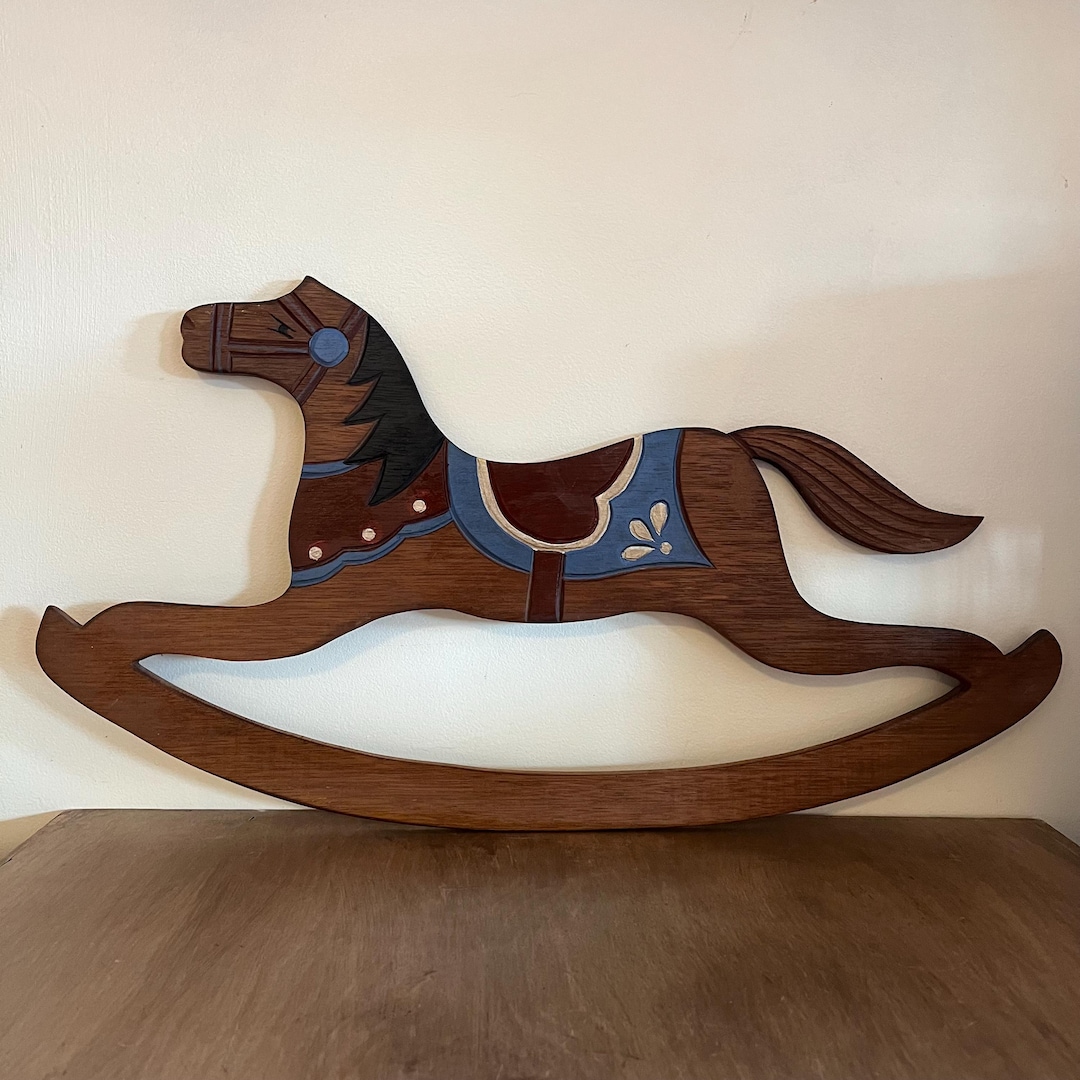 Vintage Large Handmade Rocking Horse / Wooden Rocking Horse / Nursery ...