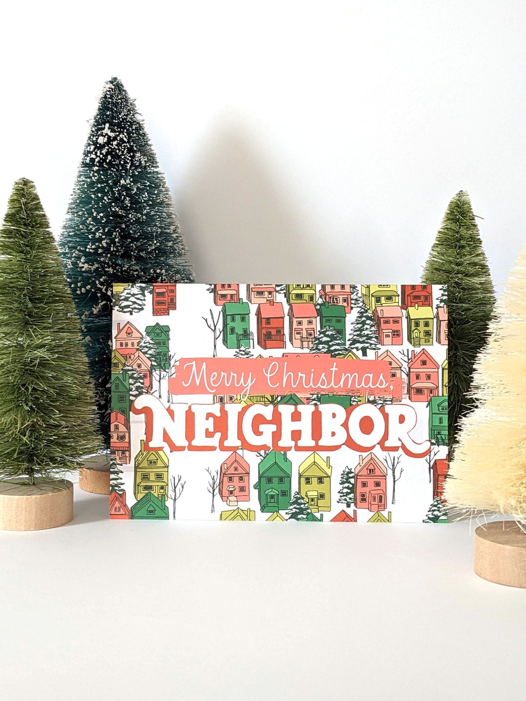 Merry Christmas, Neighbor Illustrated Holiday Greeting Card - Etsy