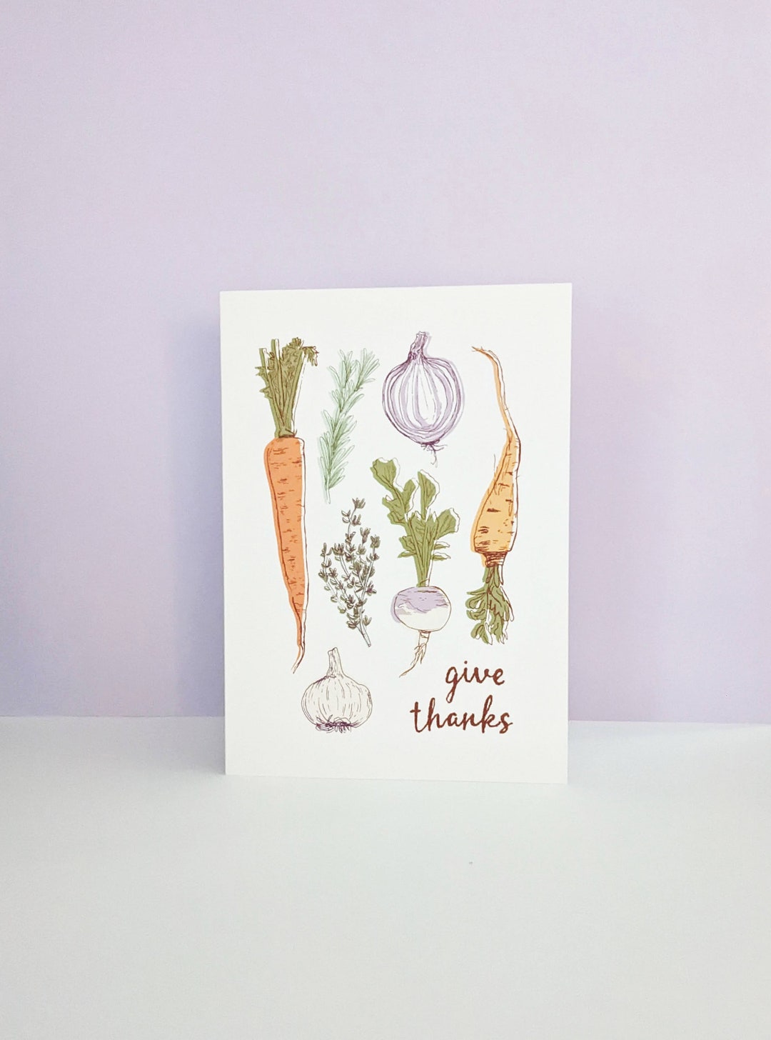 Autumn Give Thanks Root Vegetables Card, Thanksgiving Seasonal Veggies ...