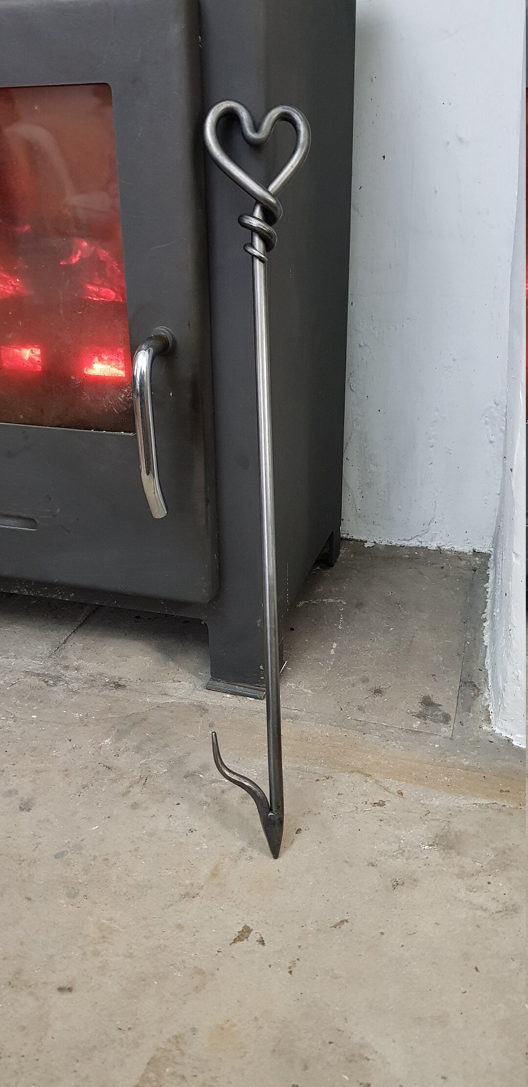 10mm Log Hook Heart Fire Poker Fire Tools hand Forged Heart Design Fire ...