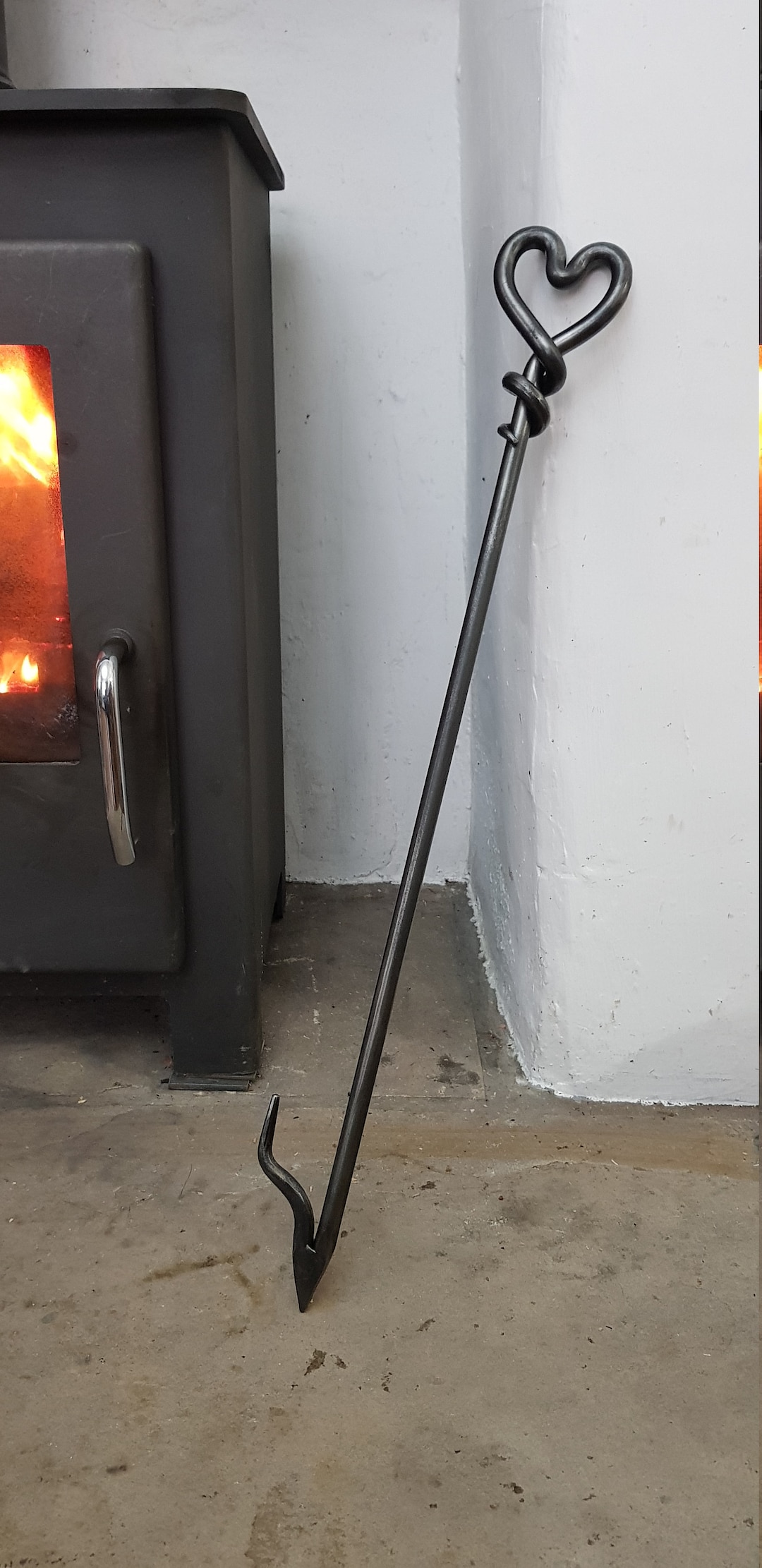 Log Hook Heart Fire Poker 12mm- Fire Tools - Blacksmith Hand-forged ...