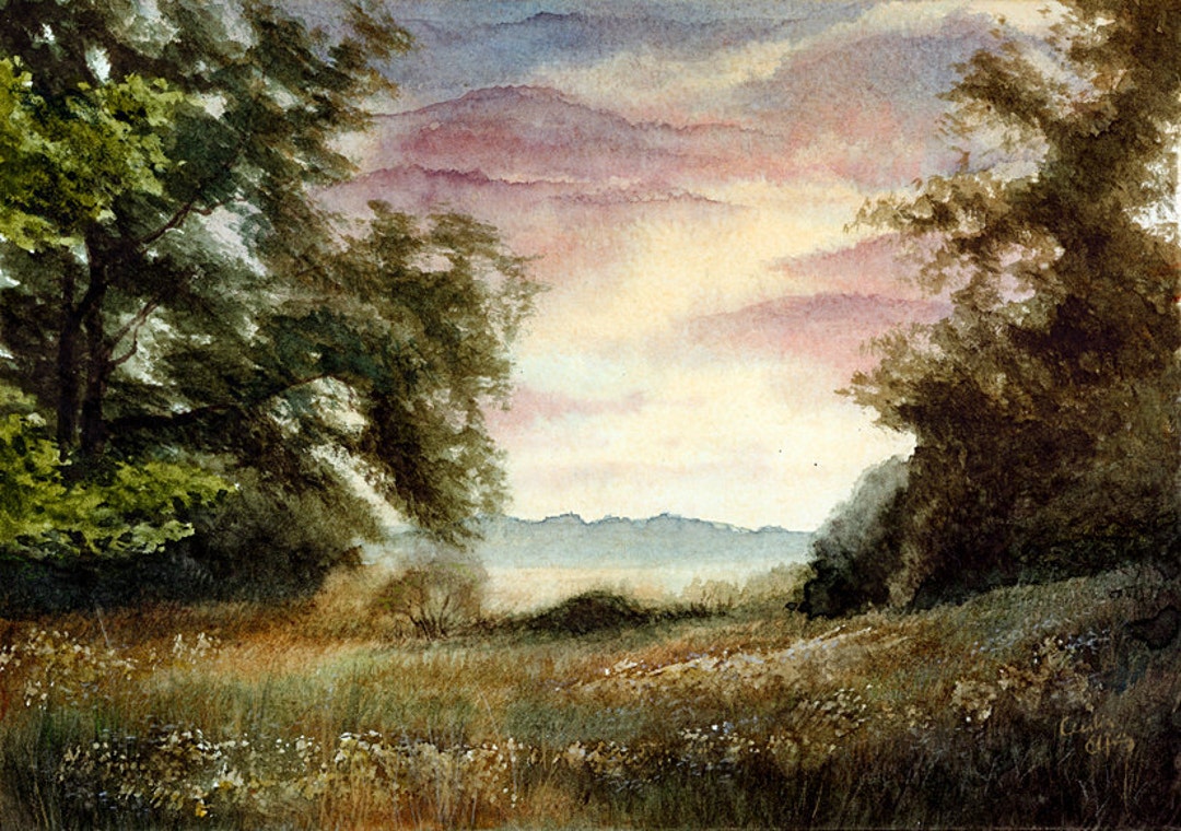 English Meadow - Print, Watercolor, 13 X 18 Cm, Free Shipping - Etsy