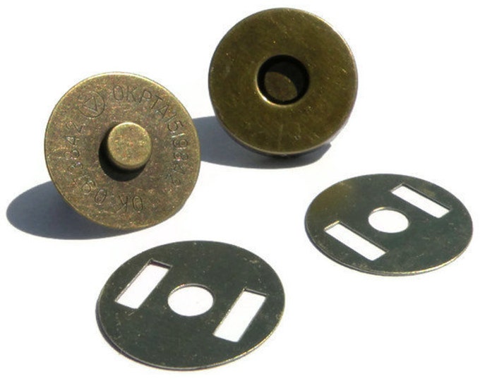 18mm Square Magnetic Purse Snaps Closures Antique Brass MAGNET SNAP MAG ...