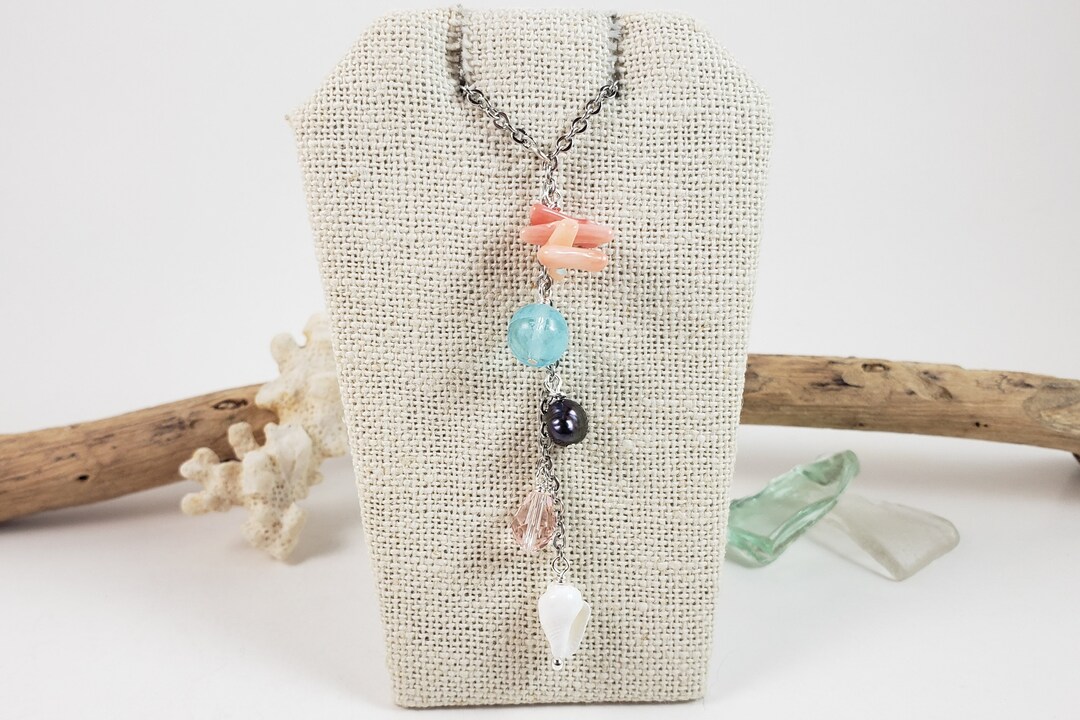 Signature Lariat Necklace in Silver (coral, Glass, Pearl, Crystal ...