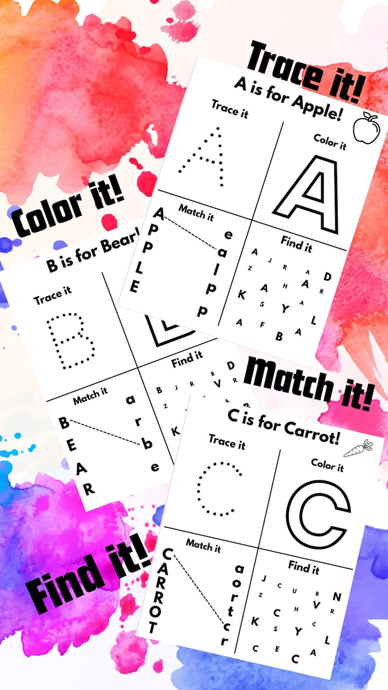 Alphabet Worksheets, Trace, Color, Match, Find Letters, Printable ...