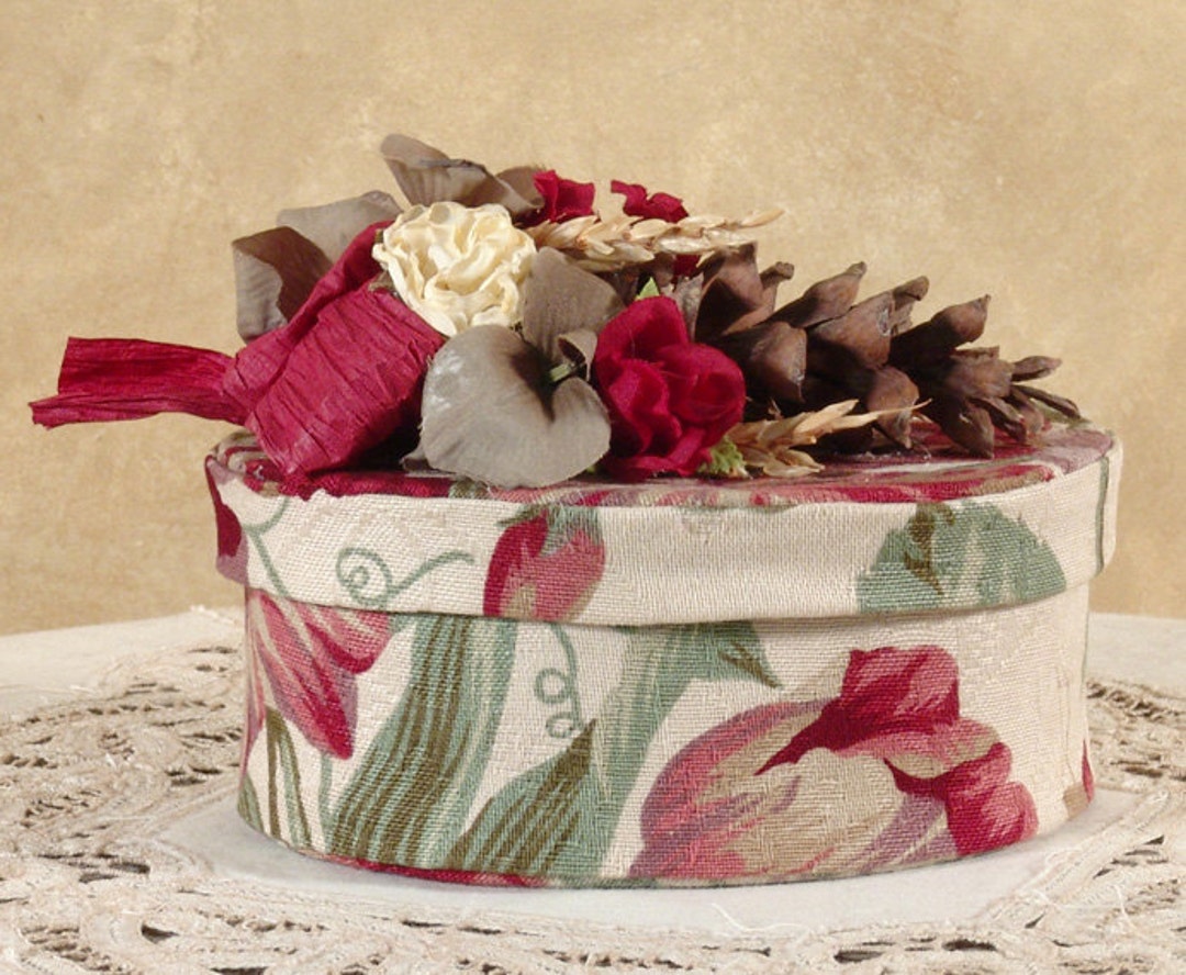 Oval Victorian Keepsake / Hat Box in Waverly Print - Vintage Style - Etsy