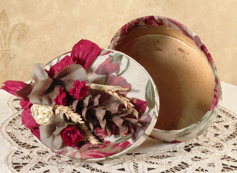 Oval Victorian Keepsake / Hat Box in Waverly Print - Vintage Style - Etsy