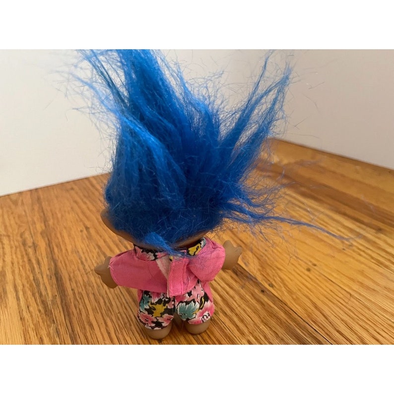 Vintage Blue Hair + Blue Star Belly Jewel Ace Novelty Co Troll With ...