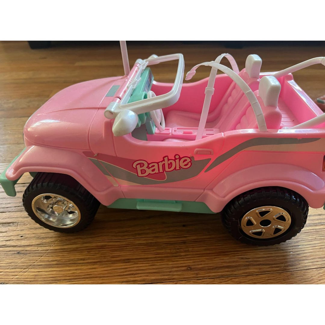 Vintage 1998 Mattel Barbie Pink Remote Control Doll Beach Jeep - No ...