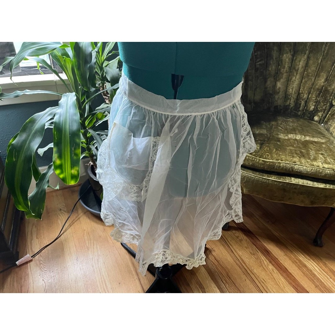 Vintage Sheer White Delicate Chiffon + Lace Mini Apron With Pocket - Etsy
