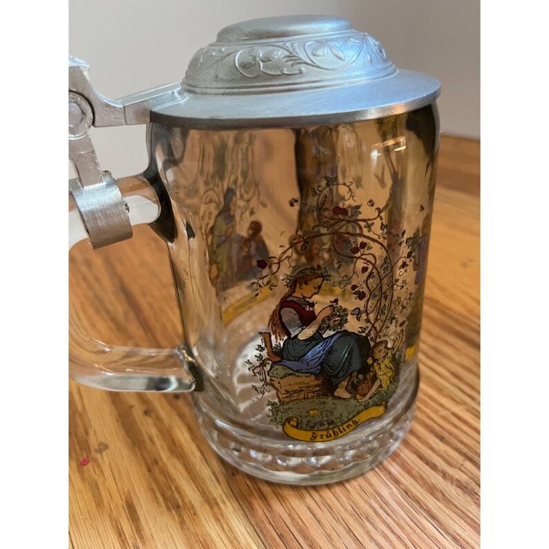 Vintage Alwe Clear Glass Beer Stein Four Seasons West Germany EUC - Etsy