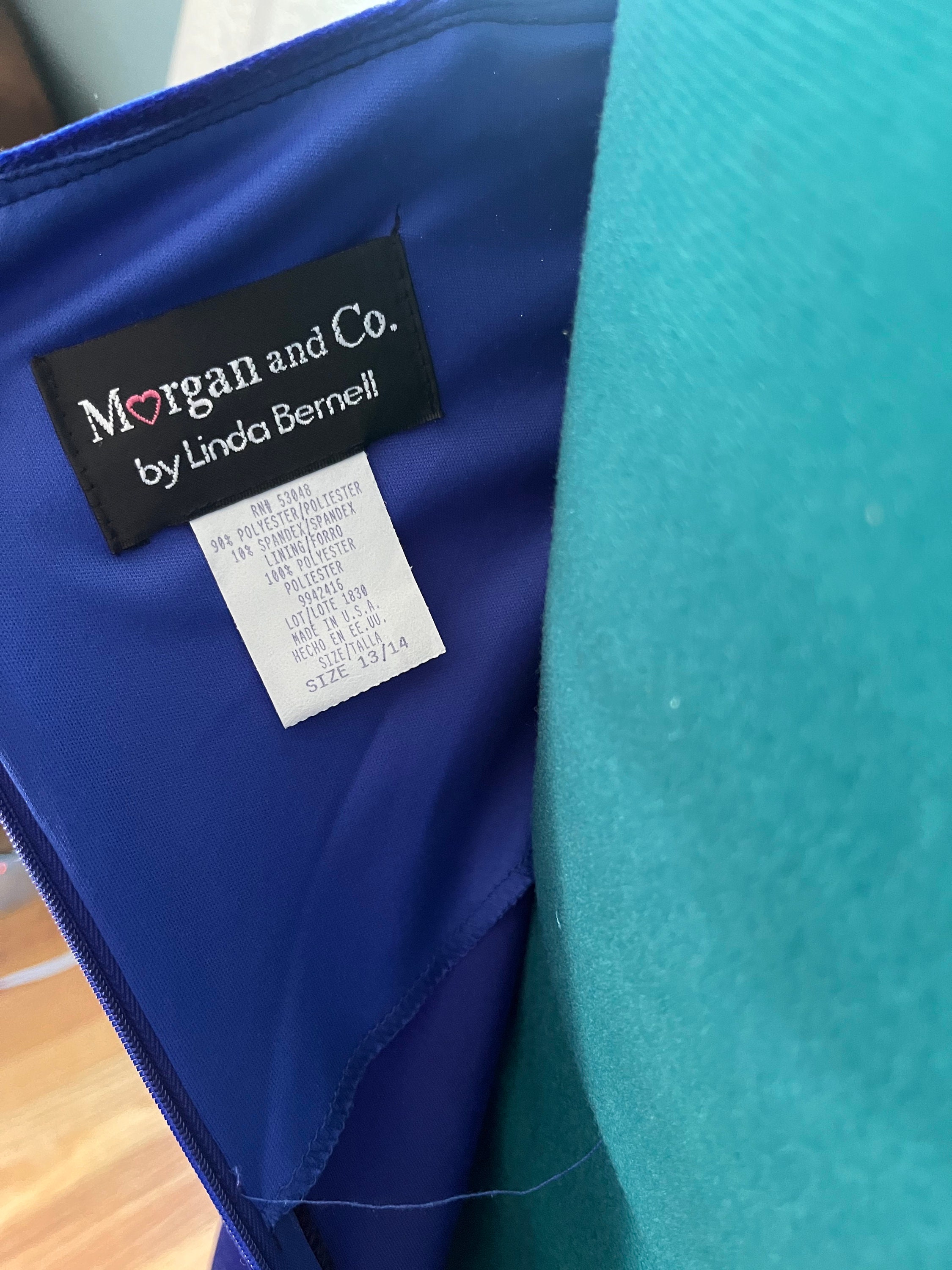 90s Vintage Morgan & Co. Silky Smooth Velvet Blue Rosette Spaghetti ...