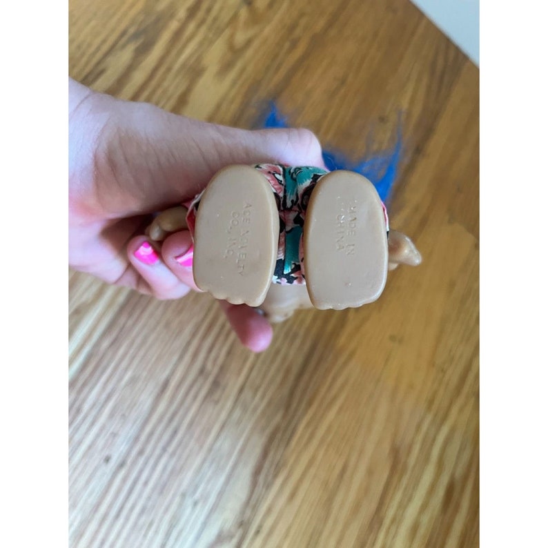 Vintage Blue Hair + Blue Star Belly Jewel Ace Novelty Co Troll With ...