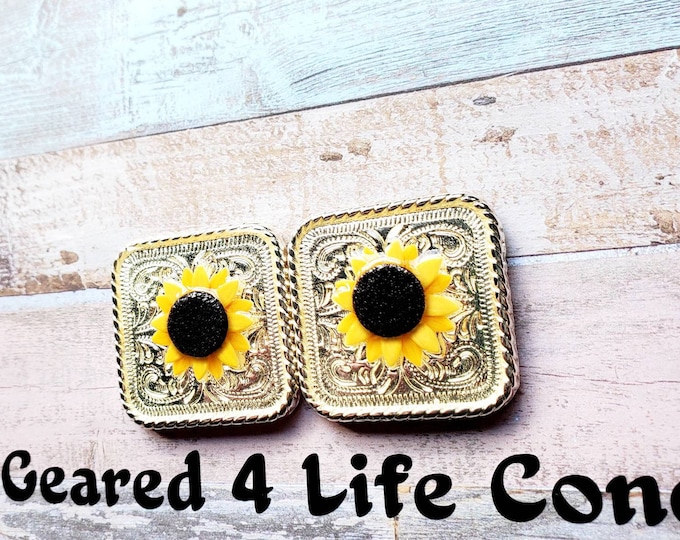 Sunflower Conchos, Sunflower Tack, Sunflower Concho Set, Floral Concho ...