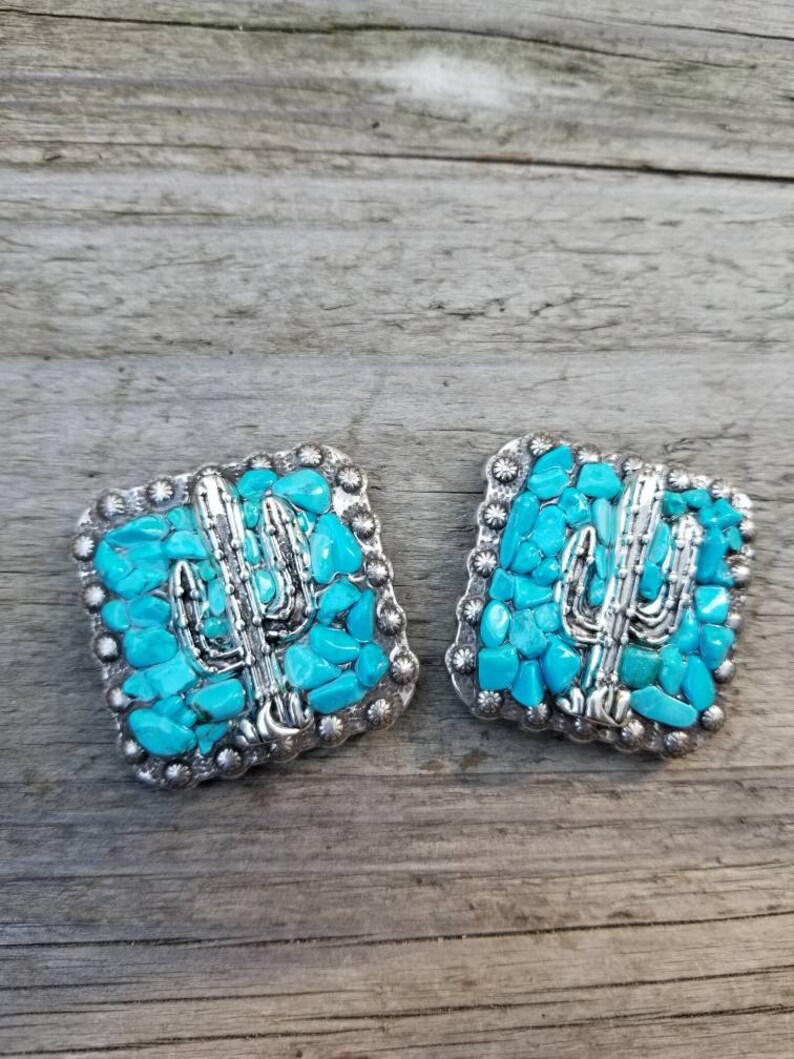 Cactus Stone Inlay Custom Concho Turquoise Inlay Stone Concho - Etsy