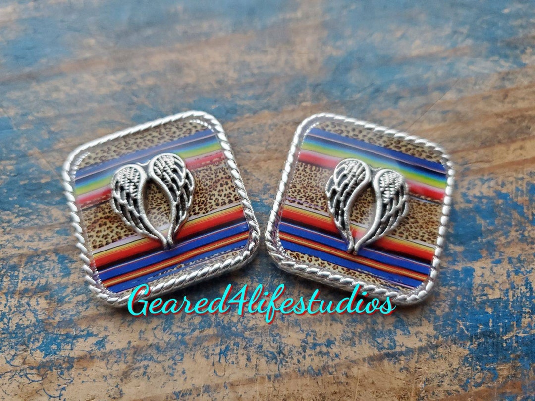 Serape Cheeta Wild Rag Scarf Slide, Heart Concho, Leather ...