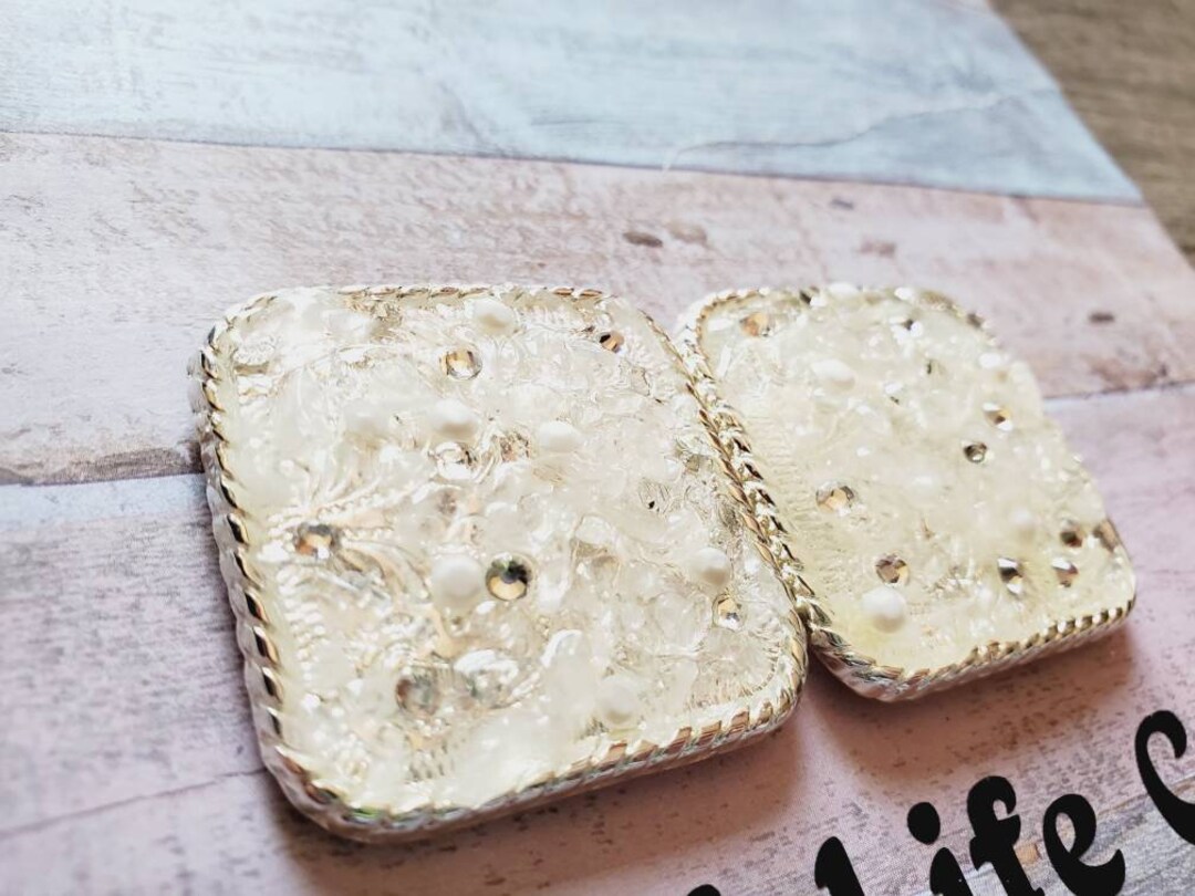 Gemstone Bling Quartz Inlay Conchos, Gemstone Inlay, Square Replacement ...