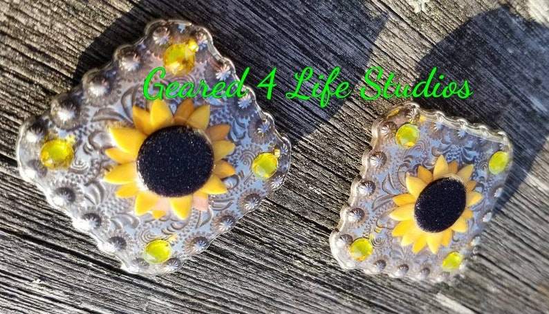 Sunflower Conchos, Sunflower Tack, Sunflower Concho Set, Floral Concho ...