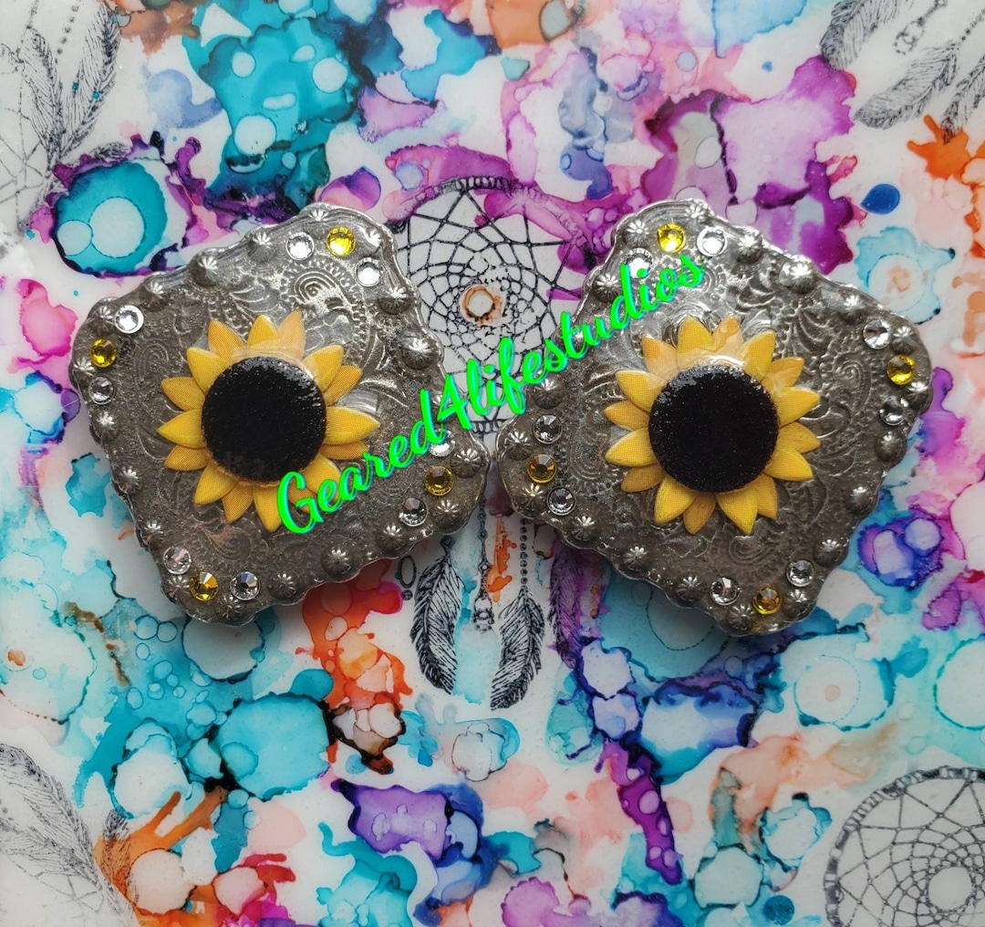 Sunflower Conchos, Custom Conchos, Sunflower Tack, Floral Concho ...