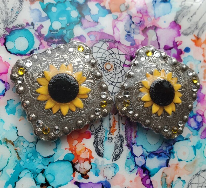 Sunflower Conchos, Custom Conchos, Sunflower Tack, Floral Concho ...