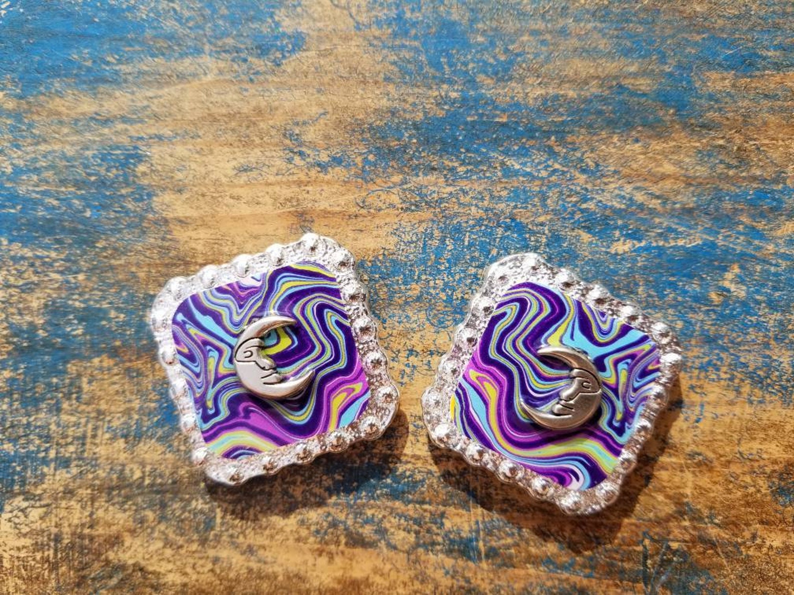 Moon Conchos, Purple Swirl Pattern Tack, Custom Tack, Bridle Bling ...