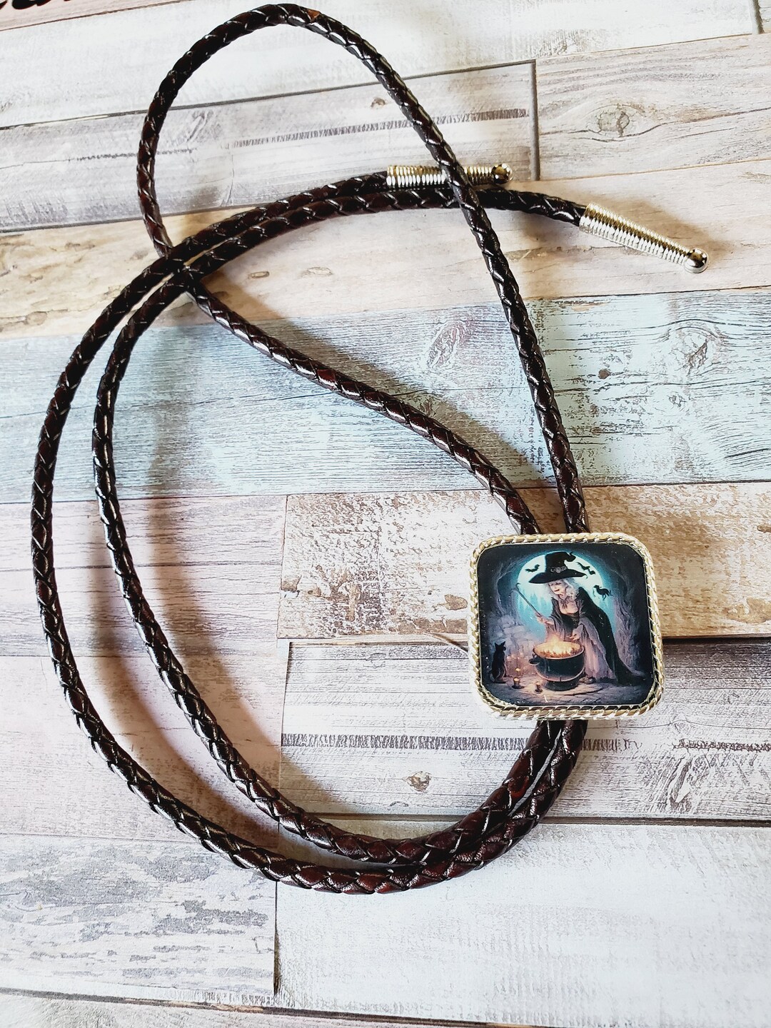 Halloween Bolo Tie, Spook Witches Concho, Unique Goth Halloween Bolo ...